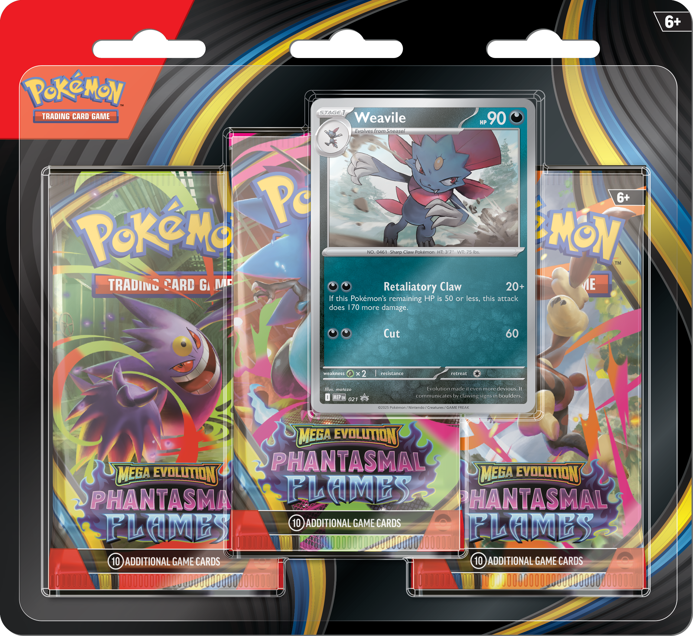 Pokémon TCG: Mega Evolution— Phantasmal Flames - 3-Pack Blister (Weavi ...